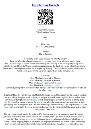 English Essay Sample | PDF