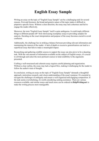 English Essay Sample | PDF