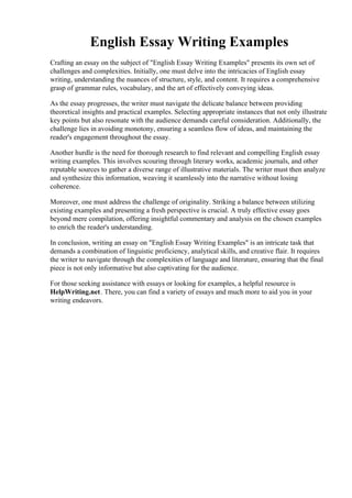 English Essay Writing Examples. Step-By-Step Guide to Essay Writing ...