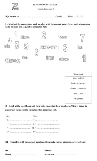 English exam 5ta unidad | DOC