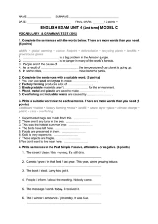 English exam unit_4_reading_grammar_voc_4_a_4b_model_c | PDF