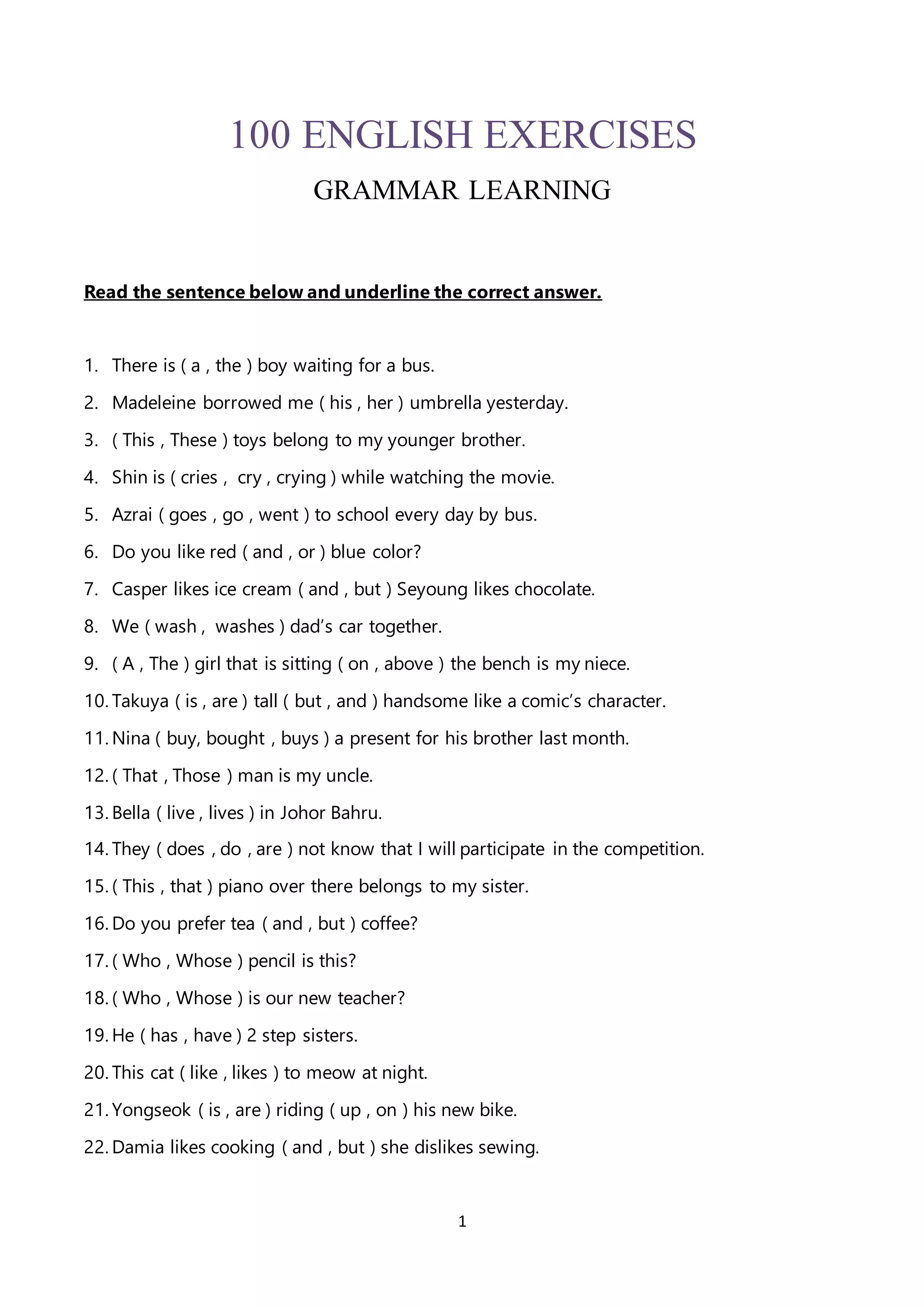 English exercise | PDF