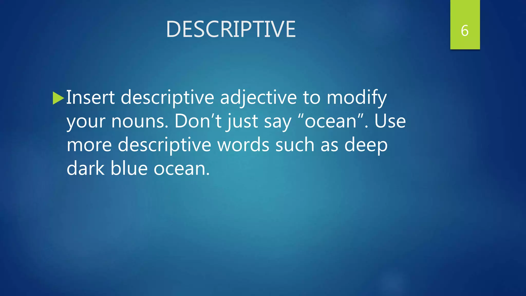 Descriptive and Narrative paragraph written. | PPTX