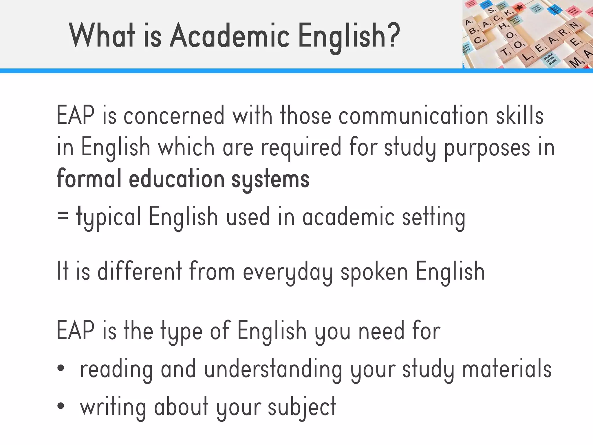English for academic purposes (eap) introduction | PDF