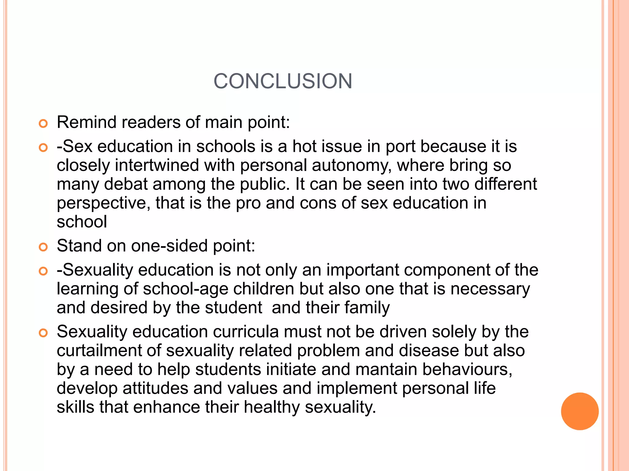 Sex Education Pro And Con Ppt