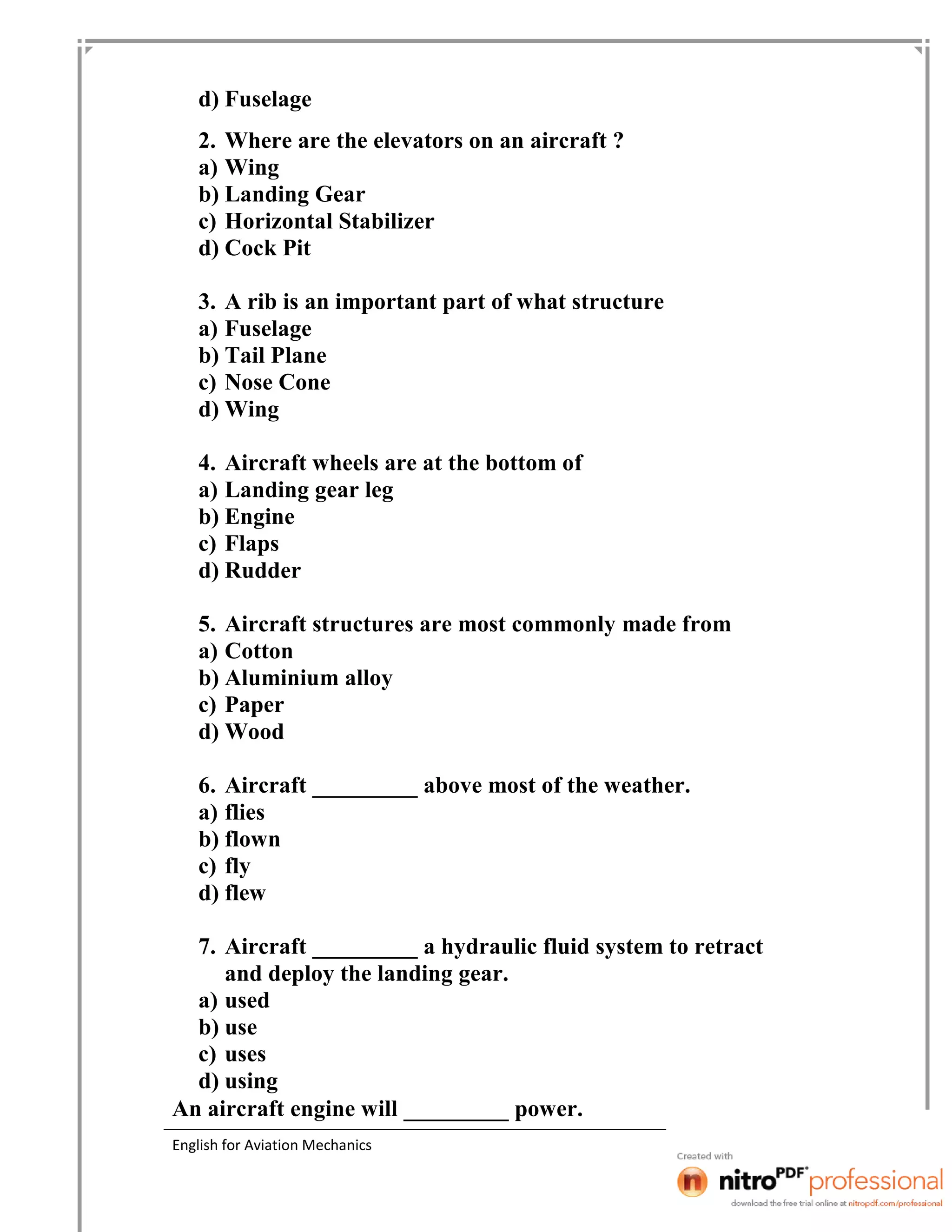 English for aviation mechanics | PDF