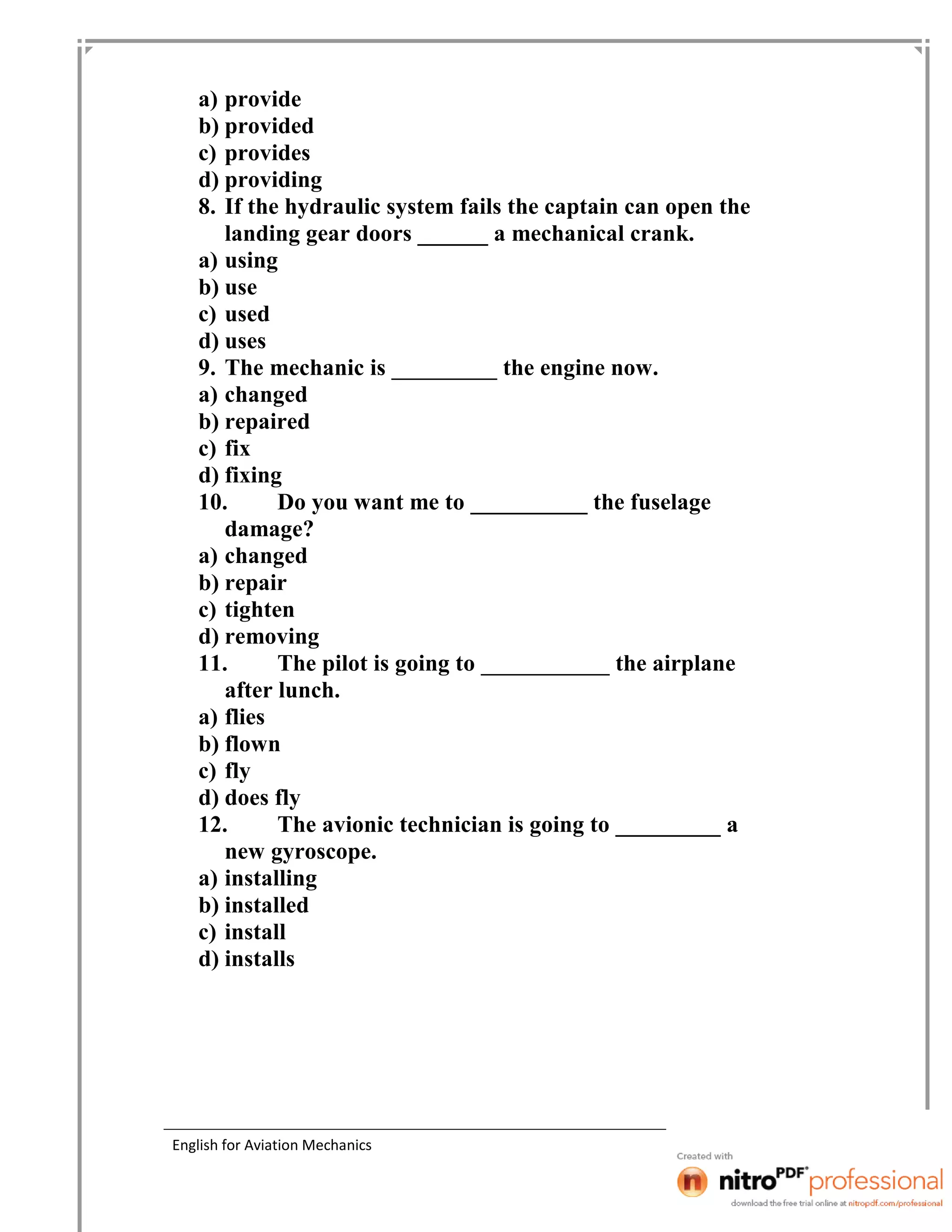 English for aviation mechanics | PDF
