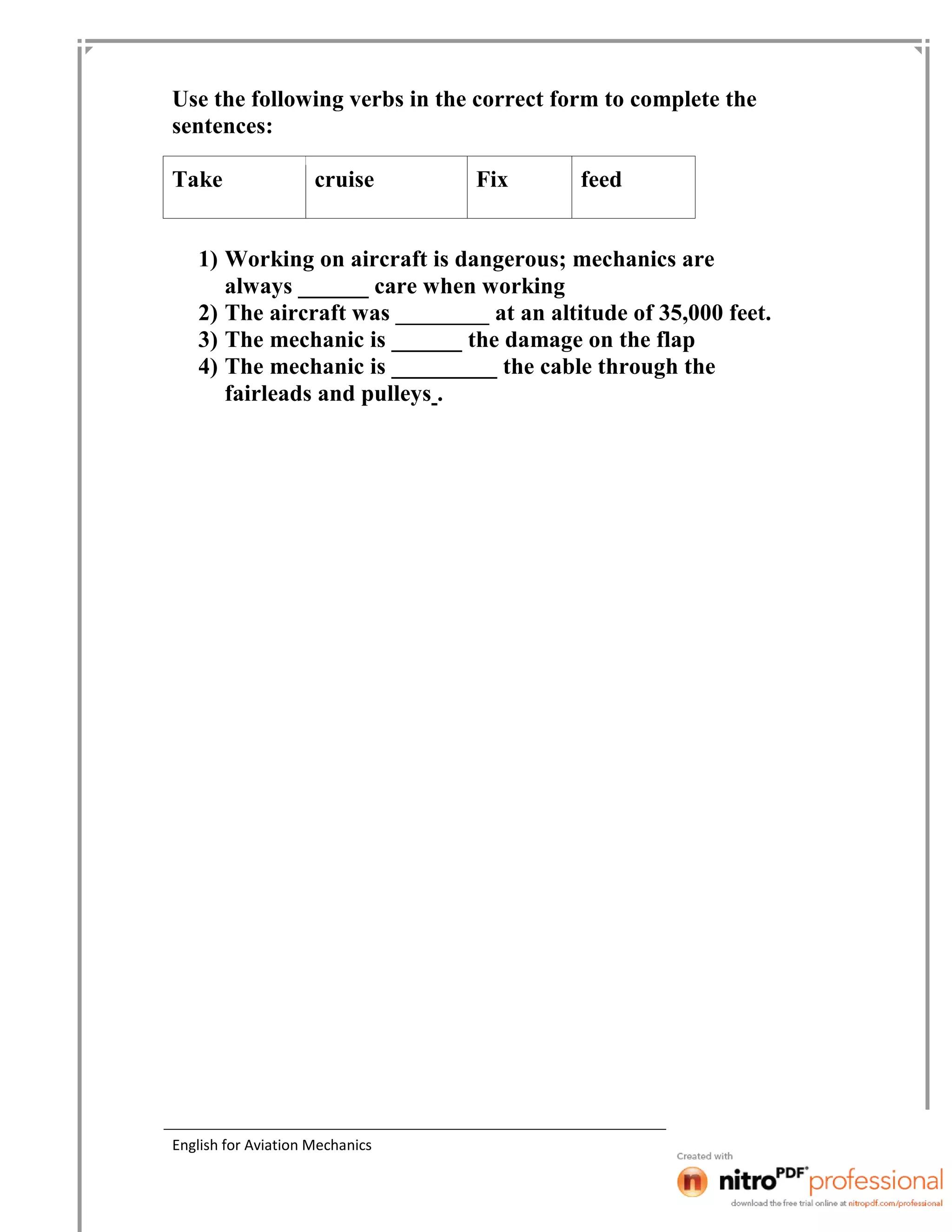 English for aviation mechanics | PDF