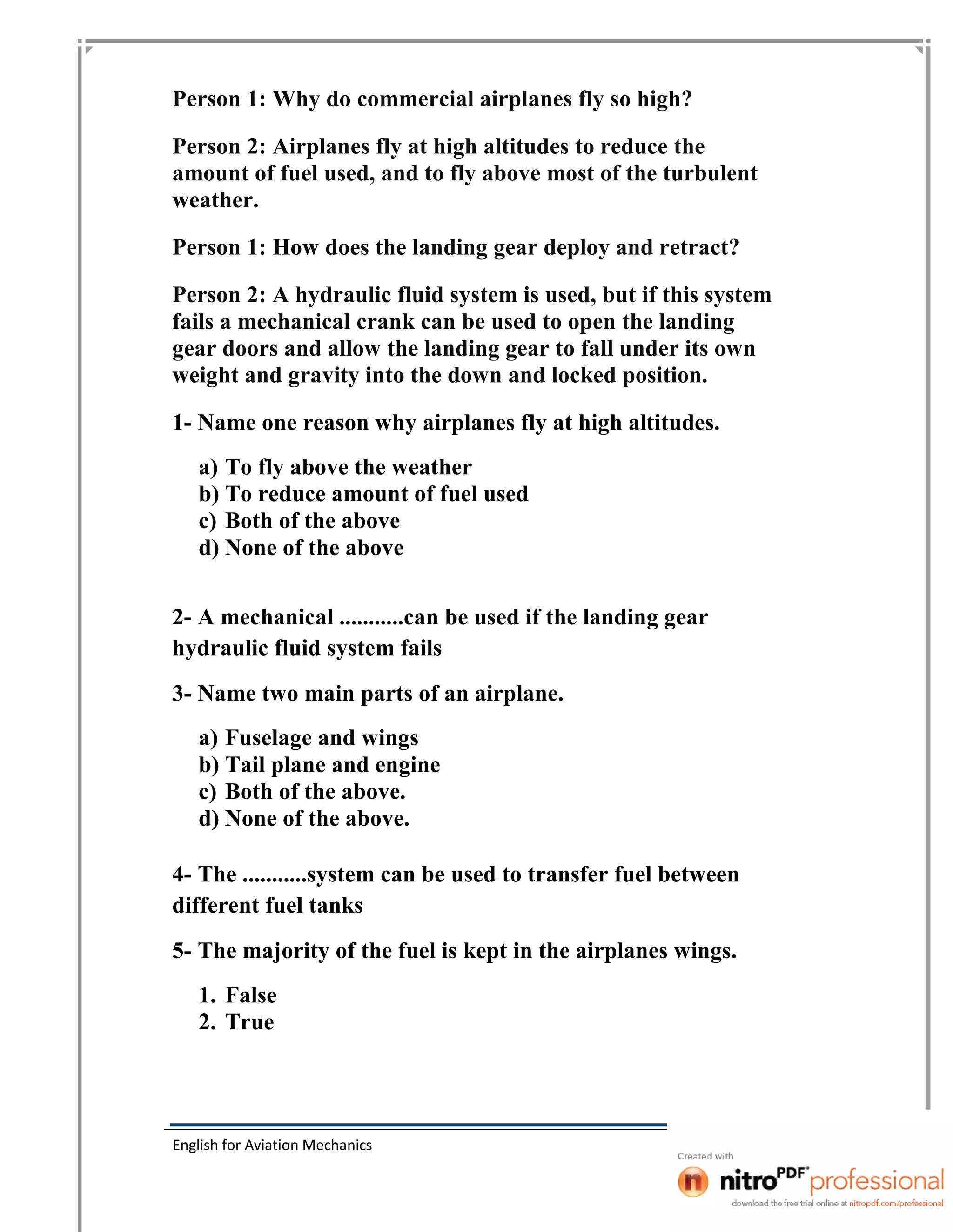 English for aviation mechanics | PDF