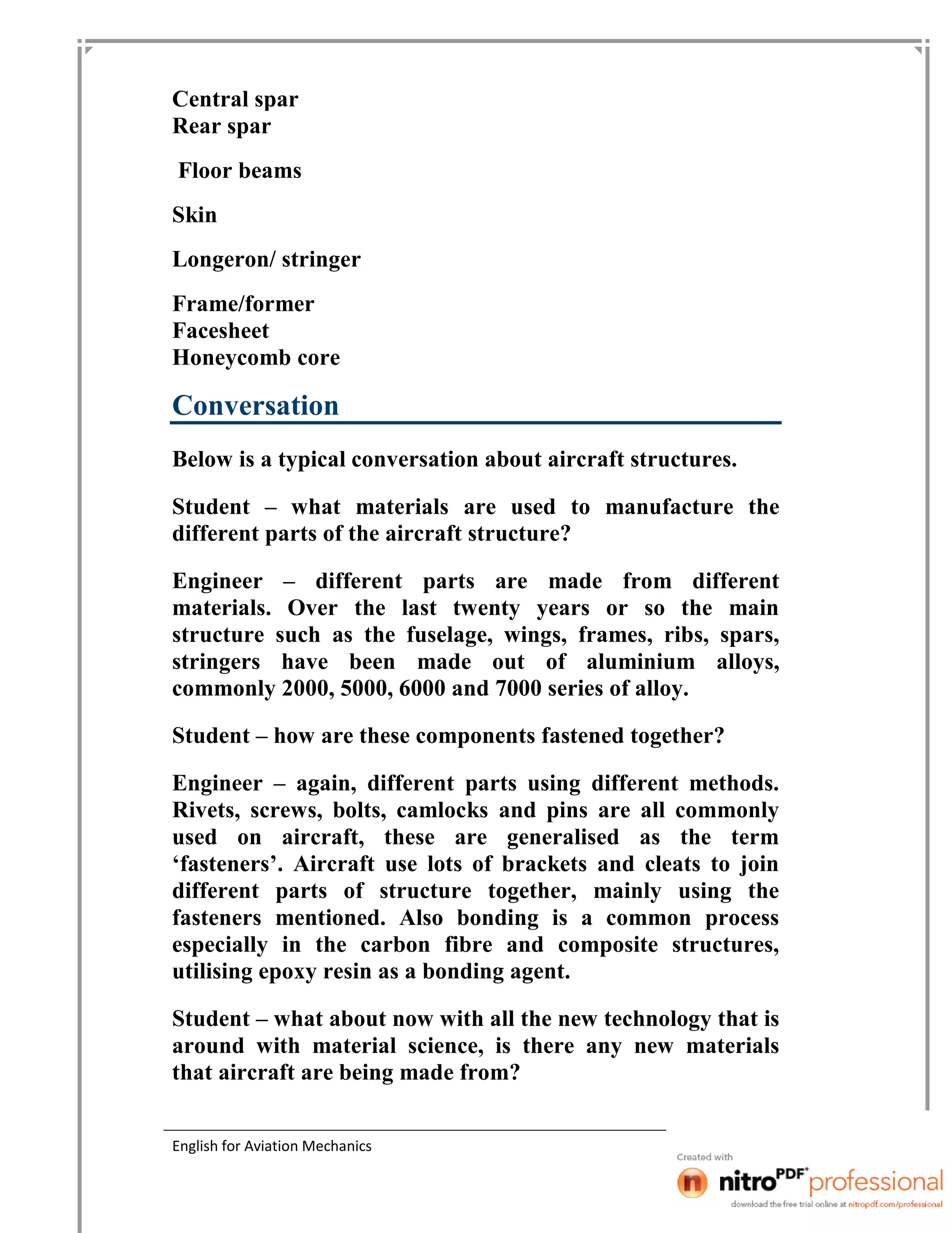 English for aviation mechanics | PDF