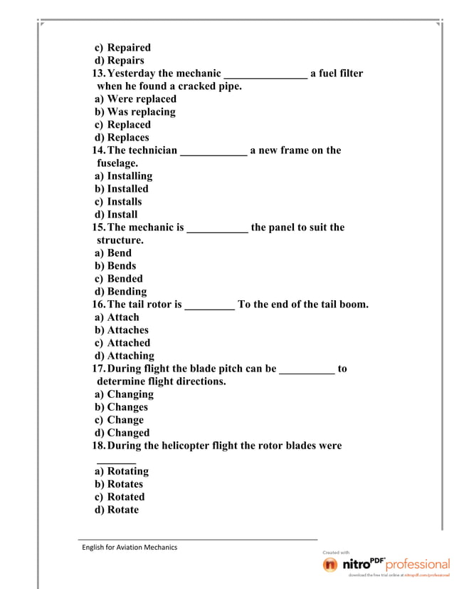 English for aviation mechanics | PDF