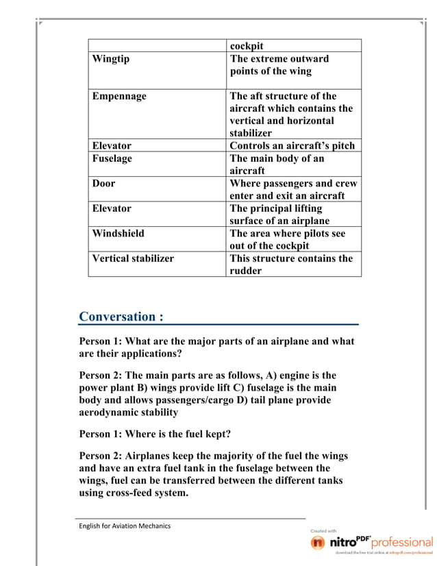 English for aviation mechanics | PDF