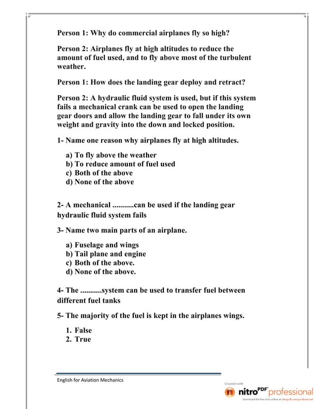 English for aviation mechanics | PDF
