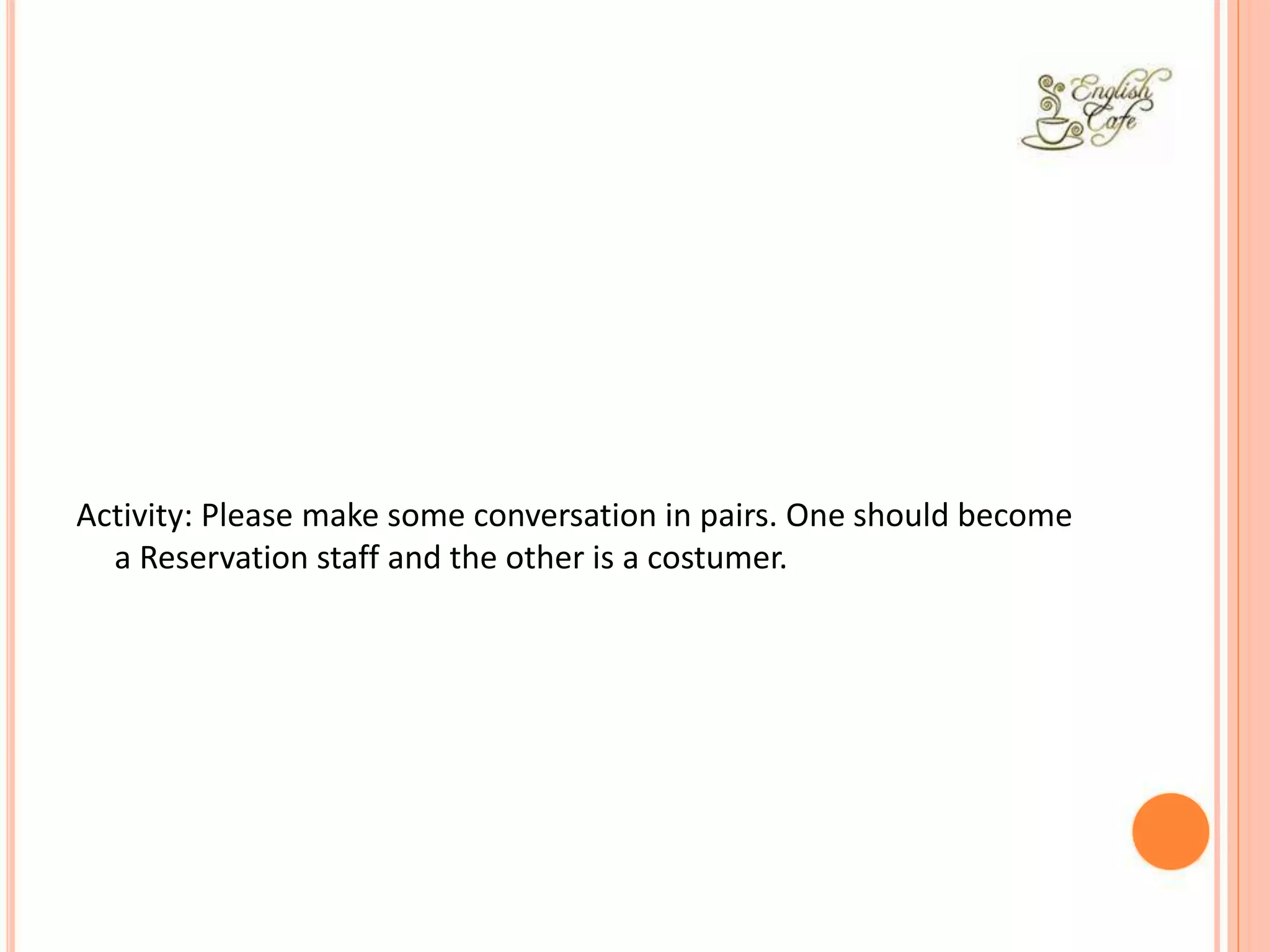 English for Hotel Reservation | PPTX