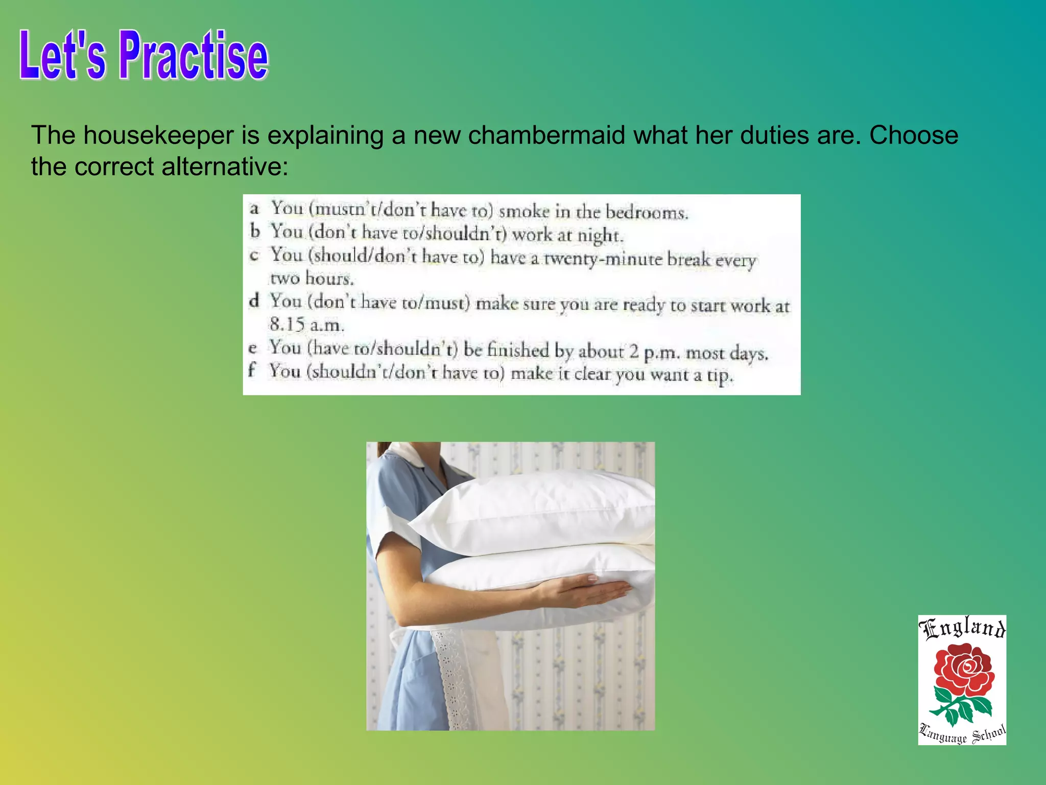 English for hotel management module 7 - hotel staff | PPT