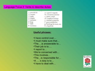 English for hotel management module 7 - hotel staff | PPT
