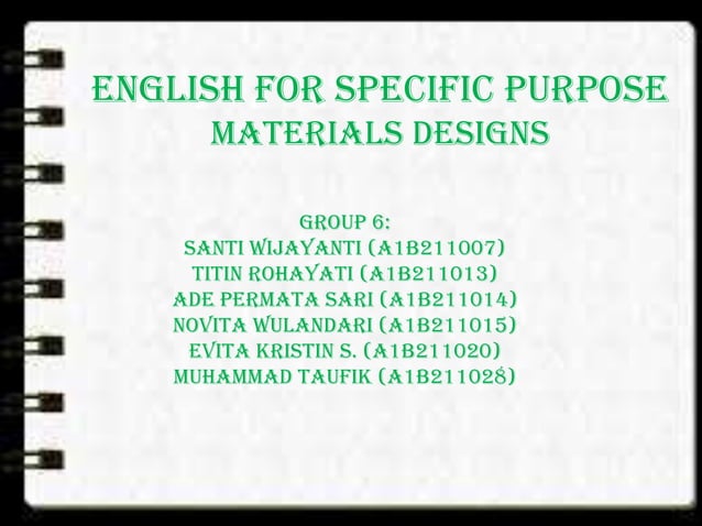 English for specific purpose | PPTX | Education