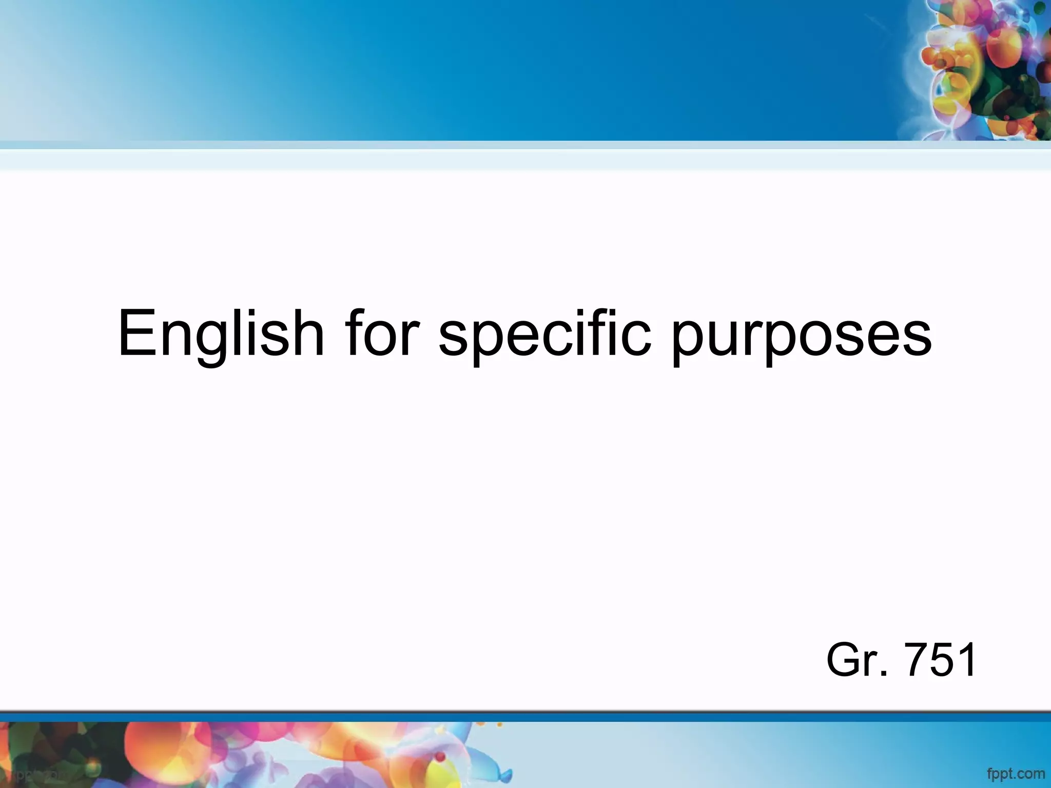 English for specific purposes | PPT