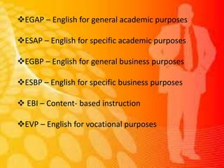 English for specific purposes | PPT
