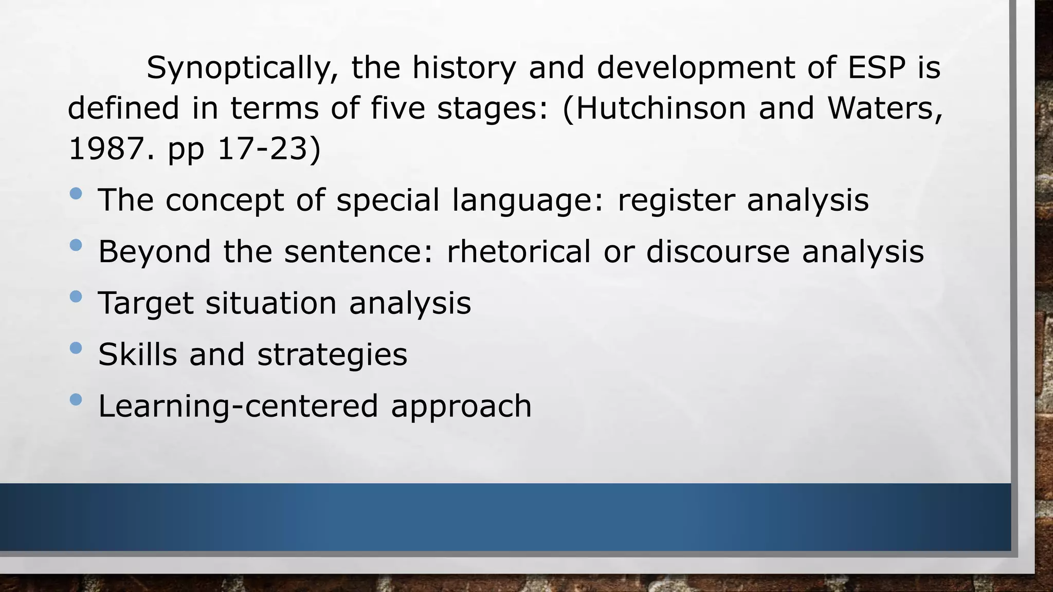 English for specific purposes History | PPTX