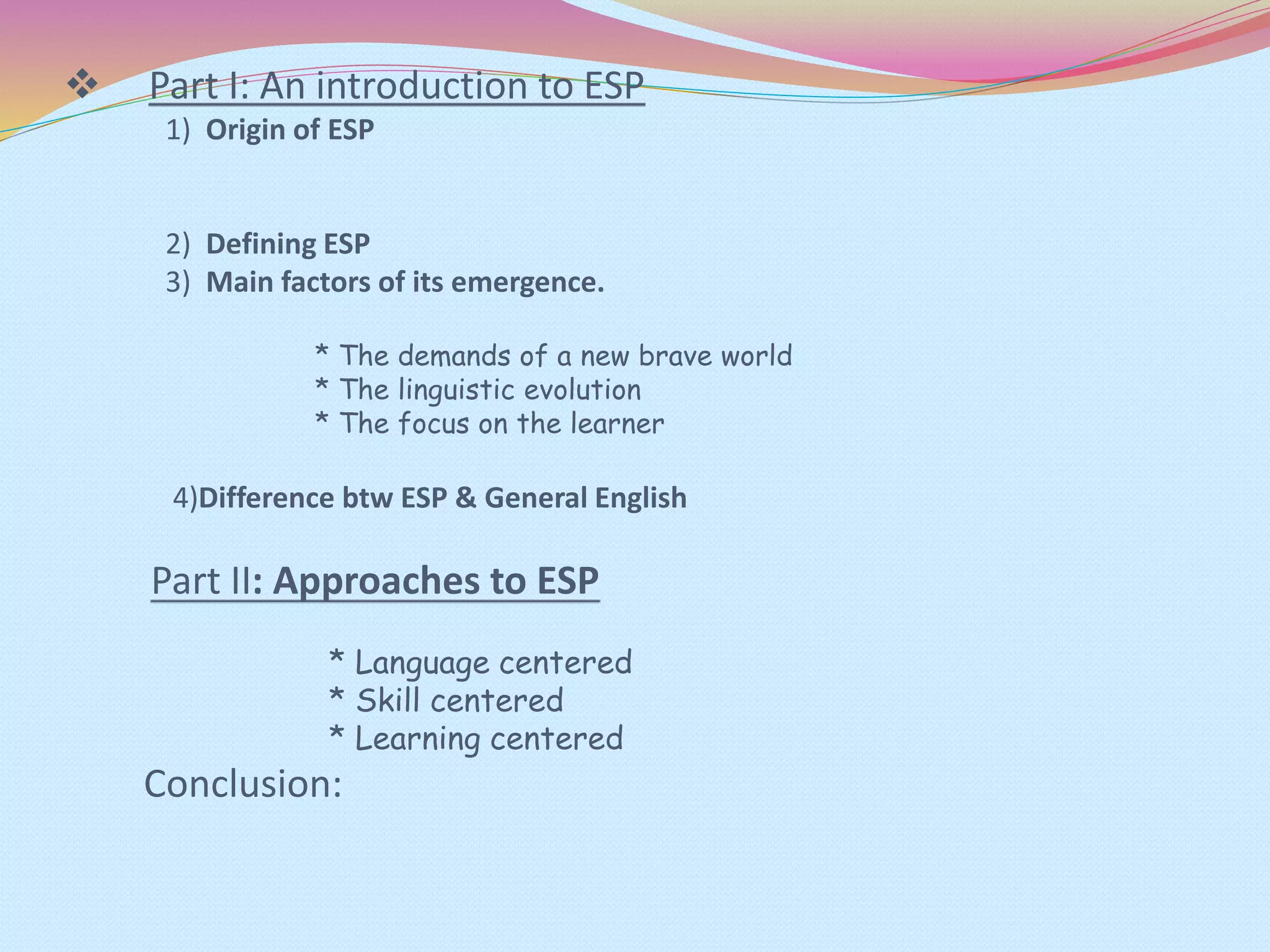 English for Specific Purposes ESP | PPTX