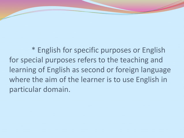English for Specific Purposes ESP | PPTX