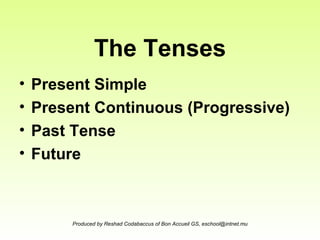 English for Standard III - Verbs and Tenses | PPS