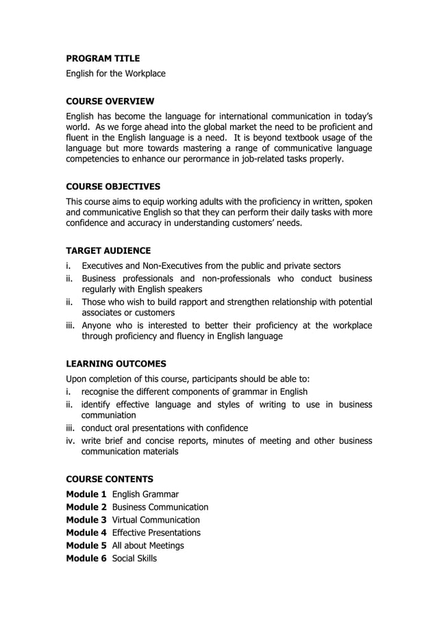 English for workplace | PDF