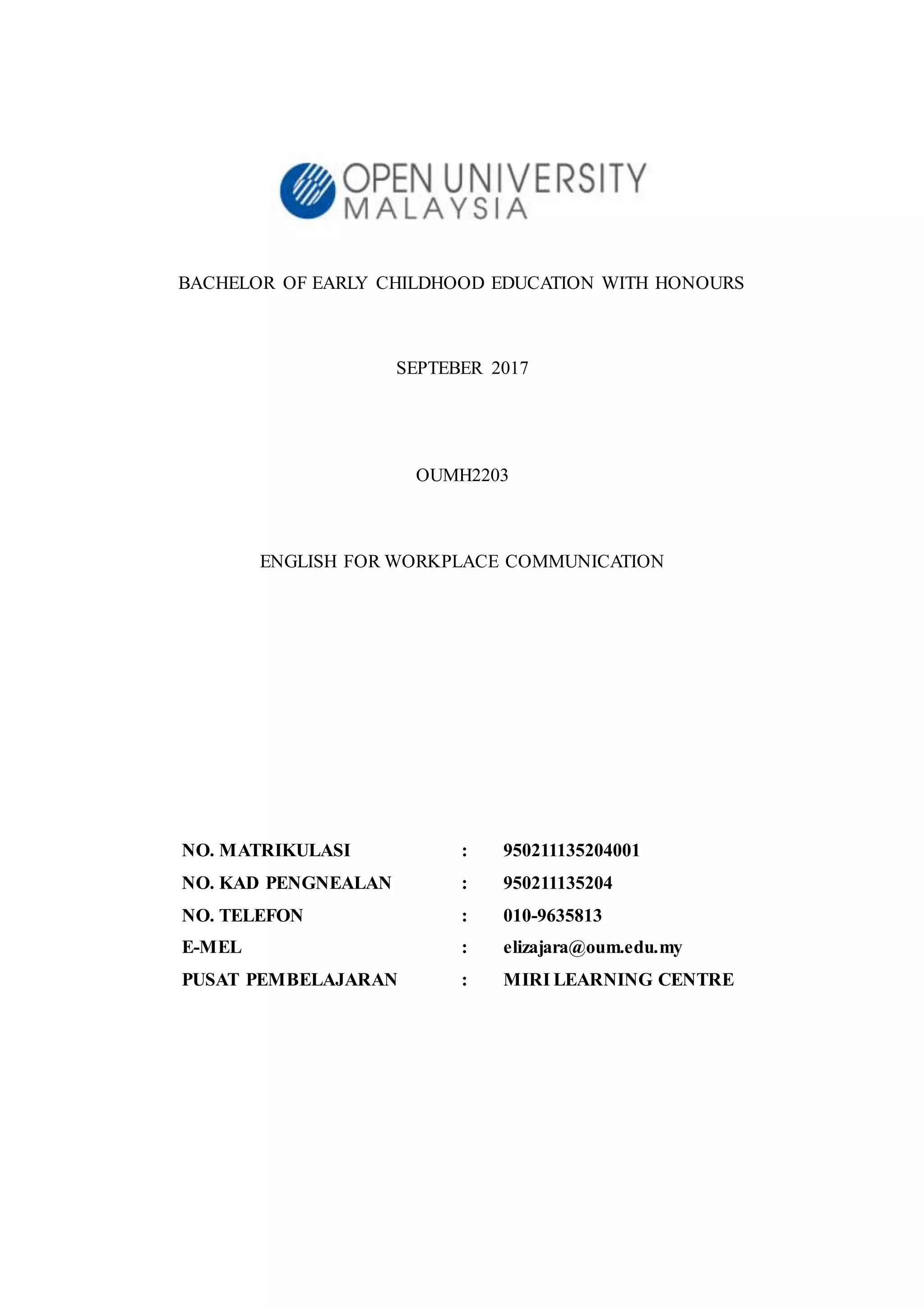 English for workplace oumh 2203 | PDF