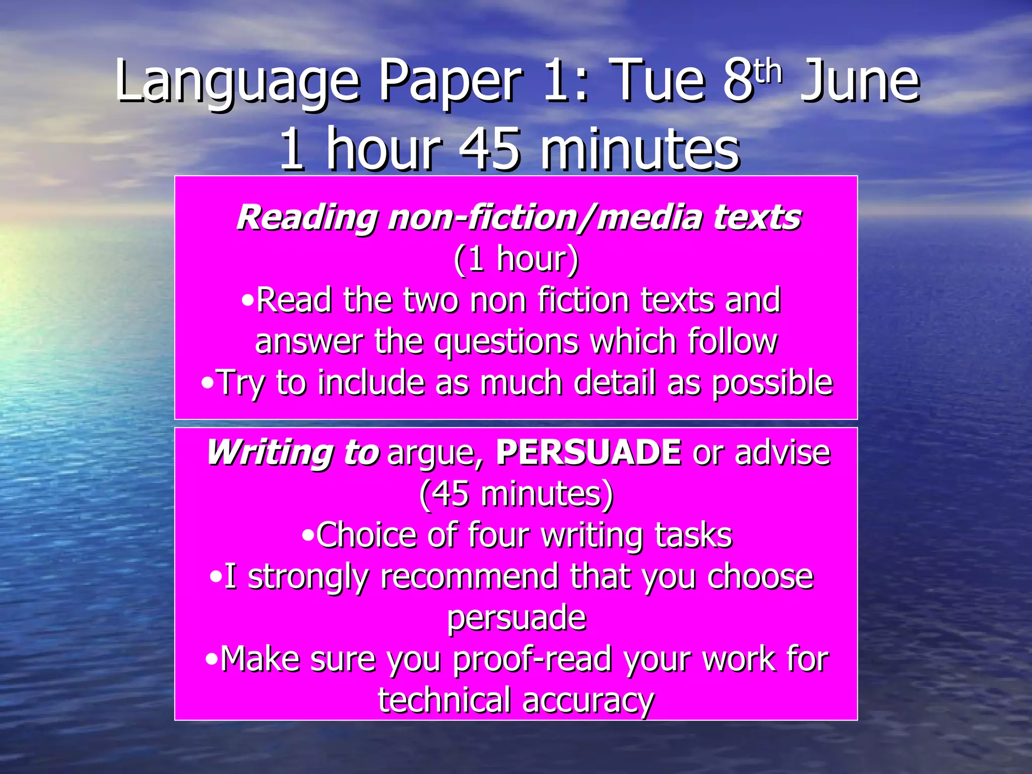 English gcse exams 2010 | PPT
