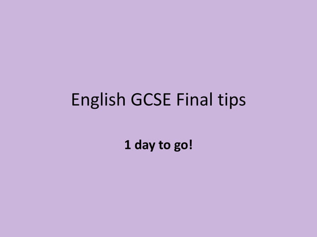 English gcse final tips | PPTX | Secondary Education | Education