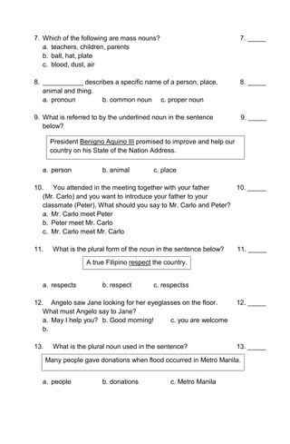 Periodical Test English 1 | PDF