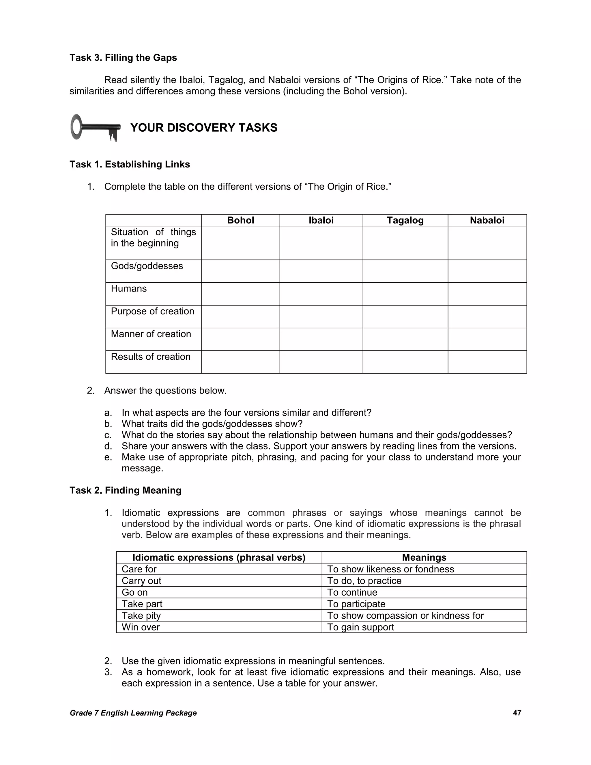 English gr 7 learners module FIRST Quarter | PDF