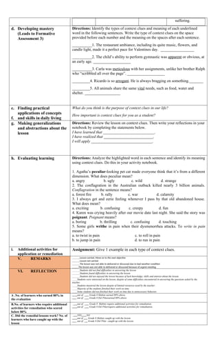 English Grade 8 - Lesson 1- COntext Clues | DOCX
