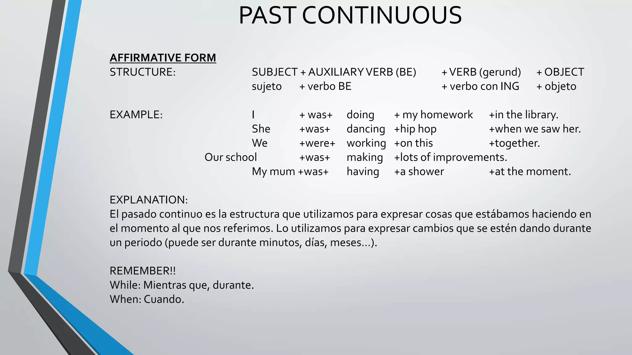 Present and Past Simple and Continuous for Spanish Learners. | PPTX