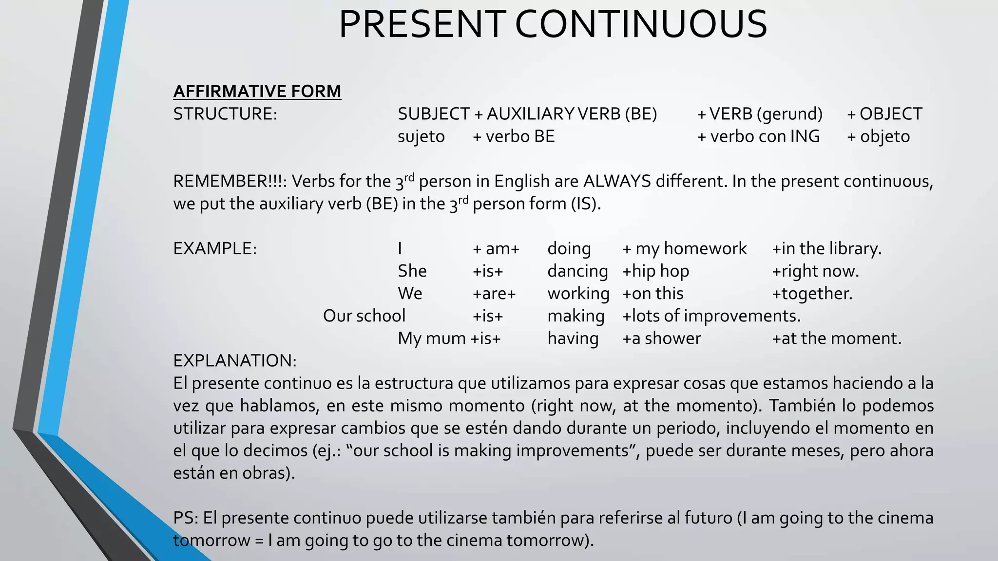 Present and Past Simple and Continuous for Spanish Learners. | PPTX