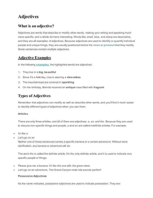English grammar-Adjective | PDF