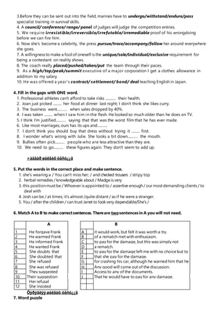 Test for English Grammar - 6 | DOCX | Resume Writing and Advice | Job ...