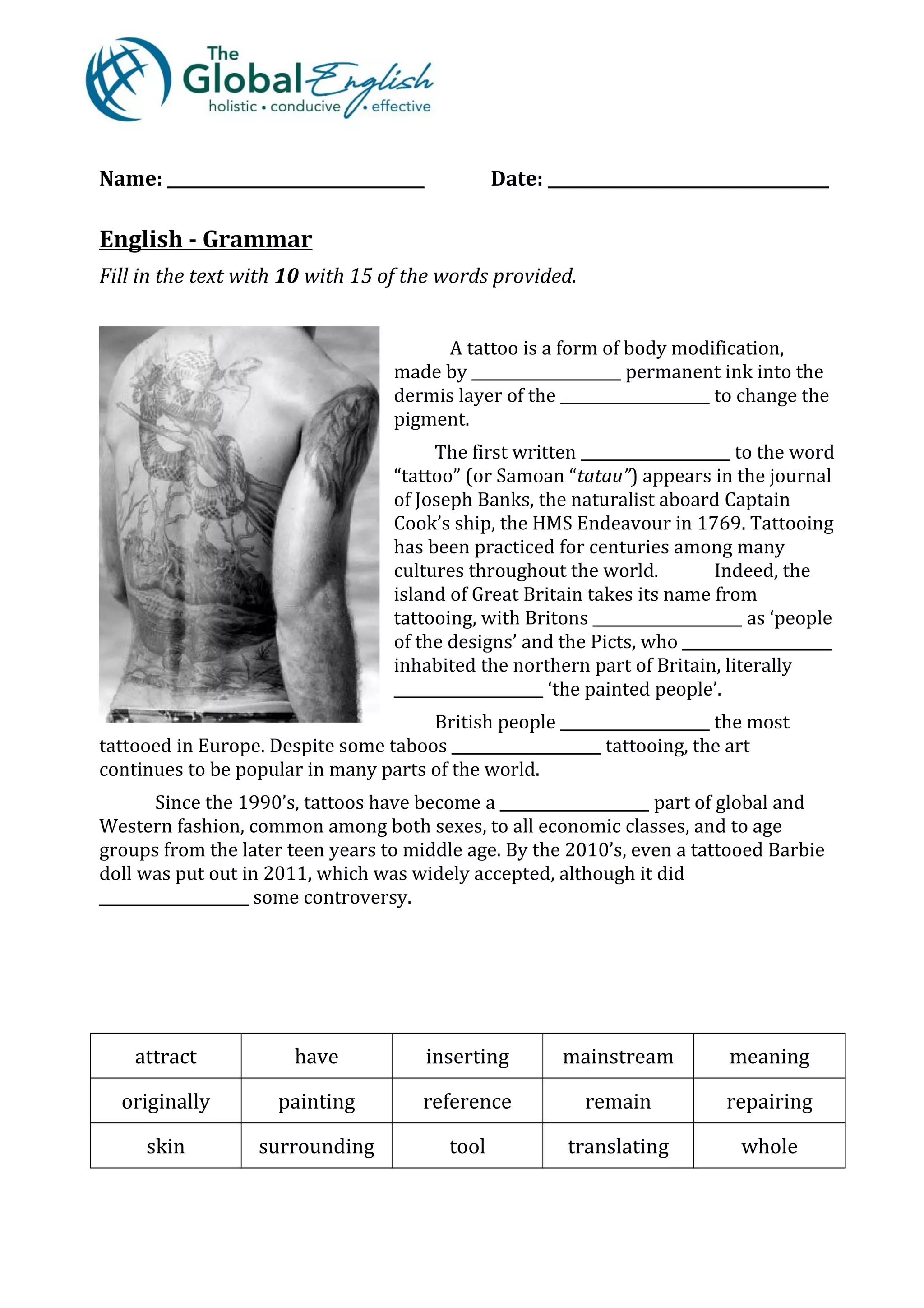 English grammar tattooing | DOC