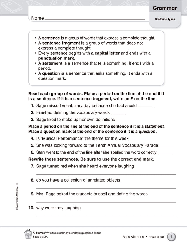 English grammar 5th grade | PDF