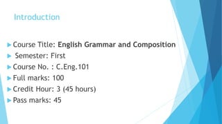 Syllabus of English Grammar and Composition C.ENG.101, Bachelor of ...