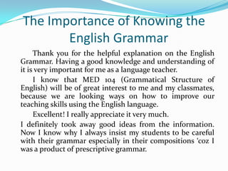 English grammar a reflection | PPTX