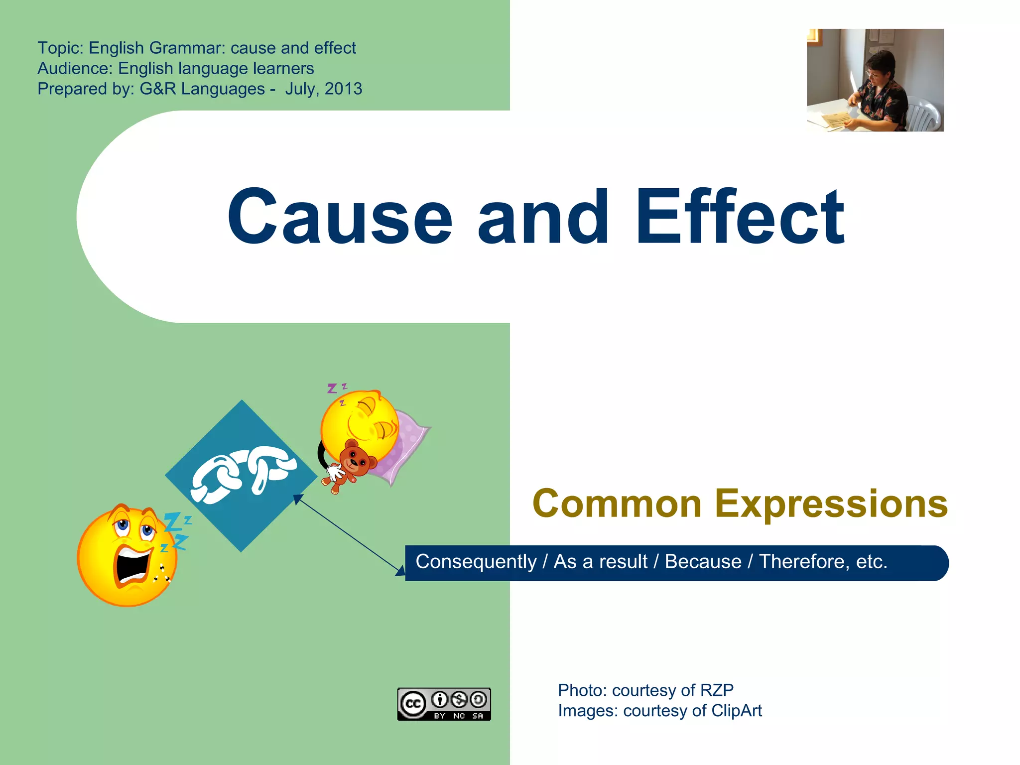 English grammar conjunctive adverbs cause and effect | PPT