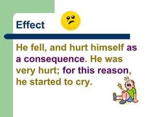 English grammar conjunctive adverbs cause and effect | PPT