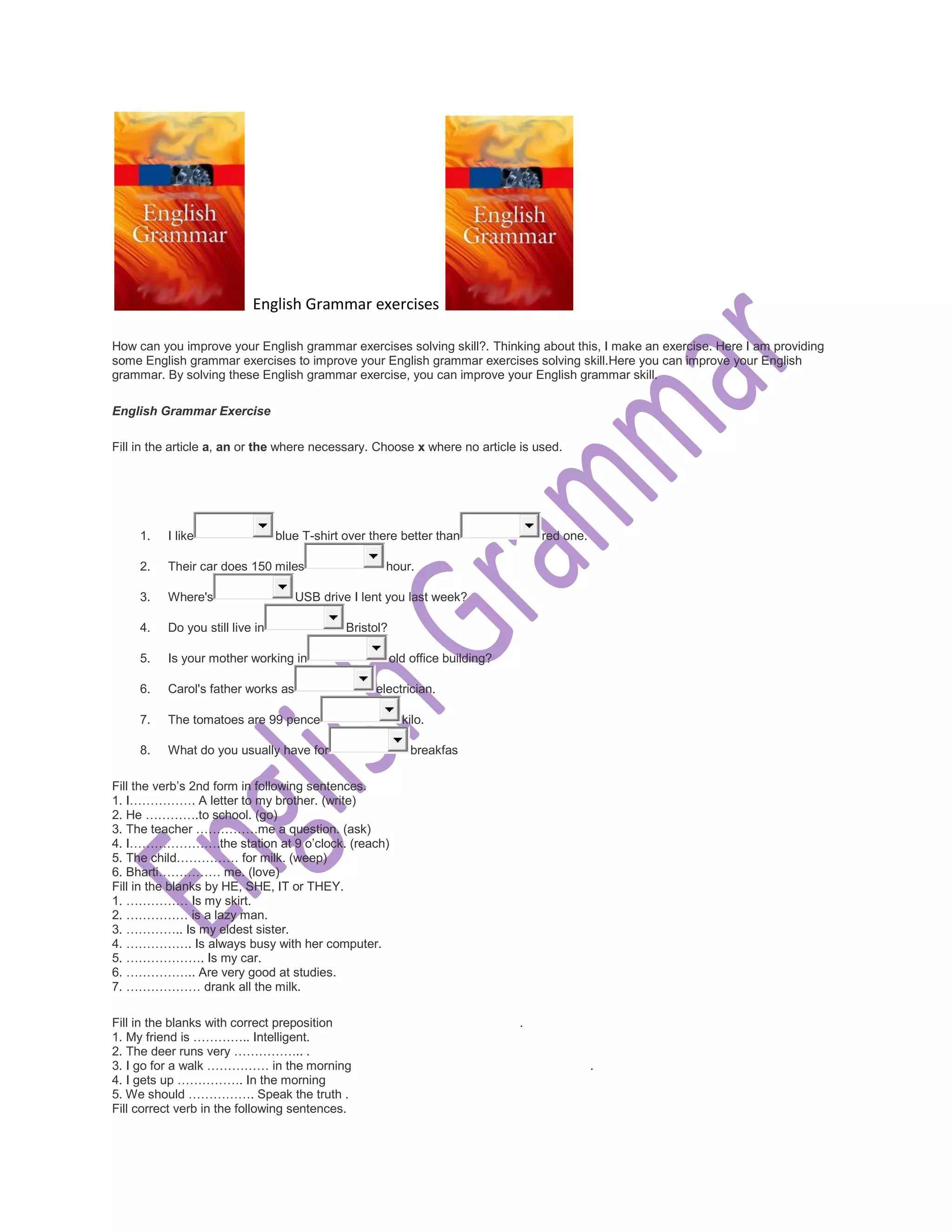 English Grammar Exercises(English Grammar Exercises) | PDF
