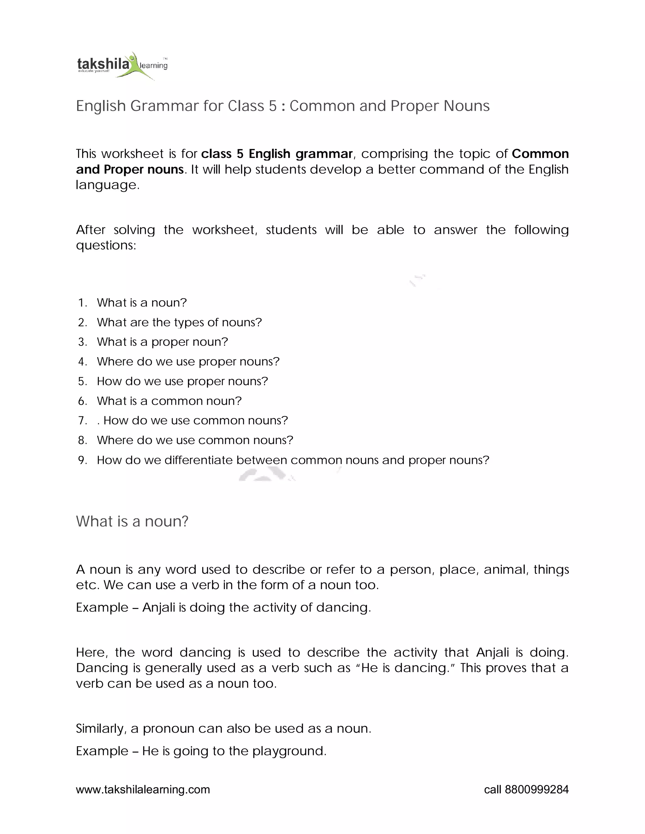 English Grammar for Class 5 - Common and Proper Nouns.pdf