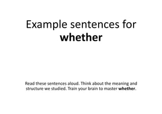 English Grammar Launch Advanced - whether | PPT