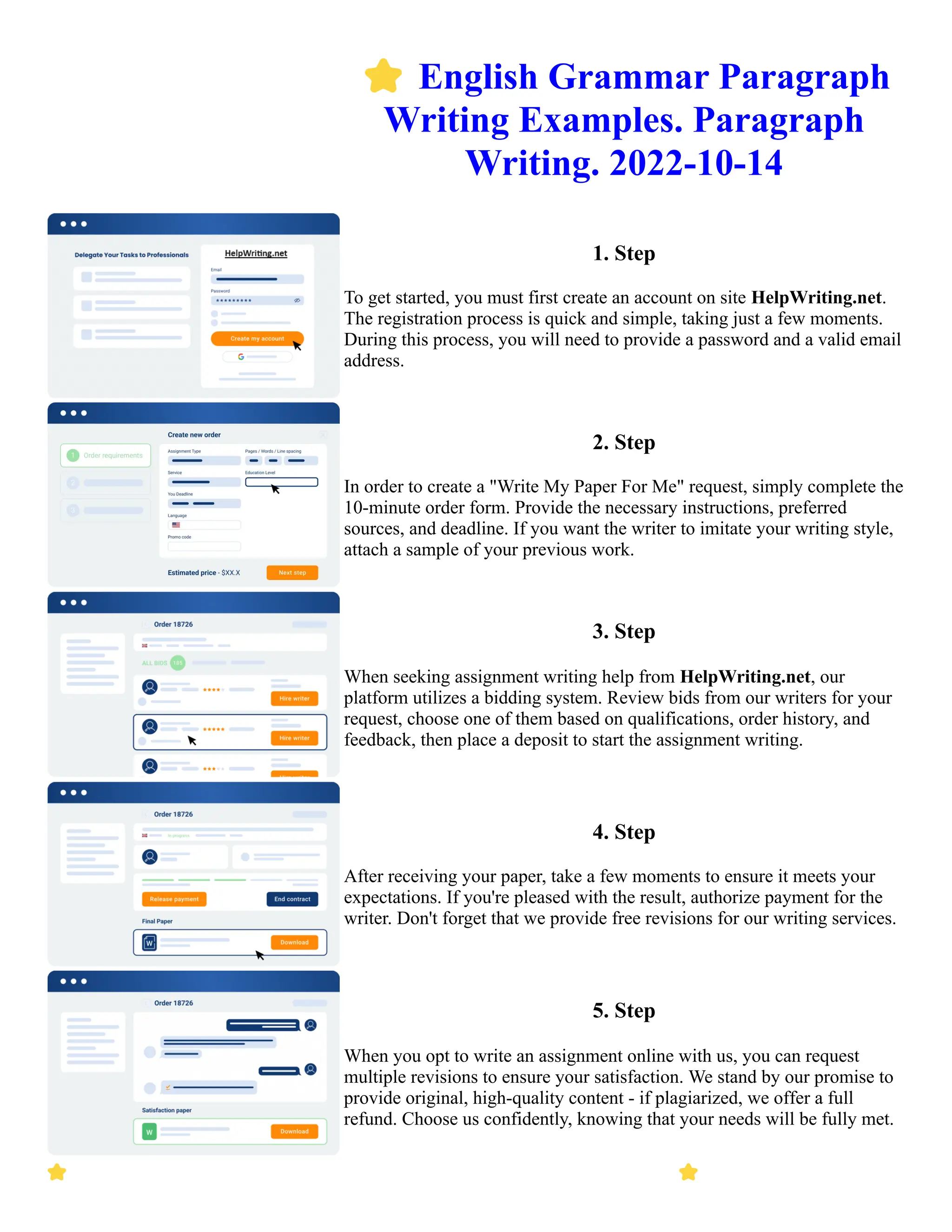 English Grammar Paragraph Writing Examples. Paragraph Writing. 2022-10 ...