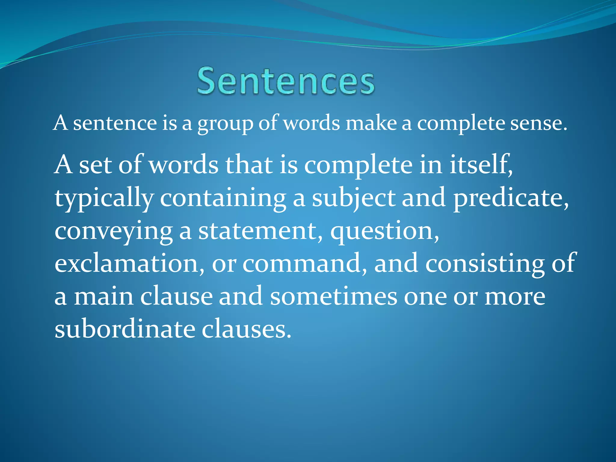 English grammar projects on sentences | PPTX