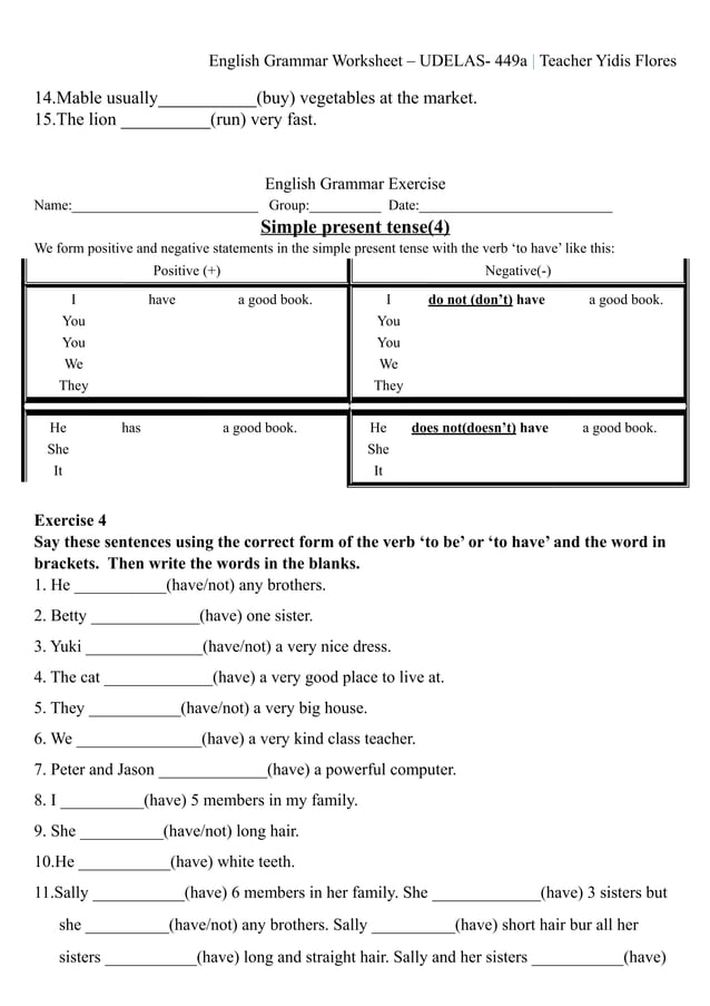 English grammar worksheet | PDF